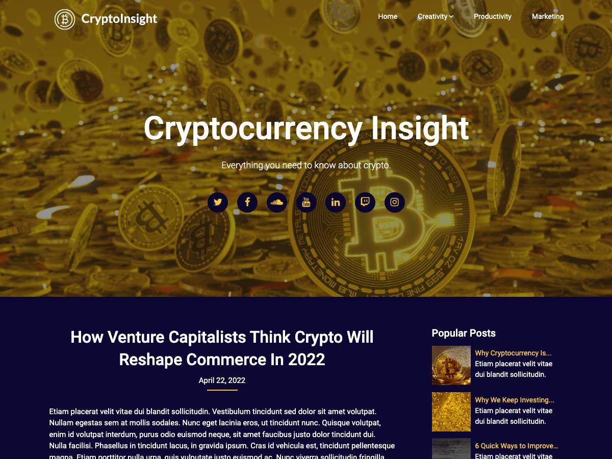 Cryptocurrency Insight Wordpress Theme - VineThemes