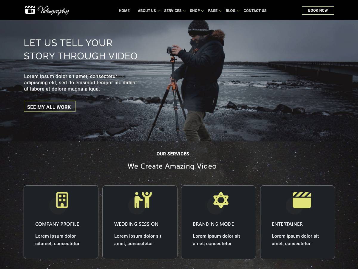 Cinematic Videography Wordpress Theme - VineThemes