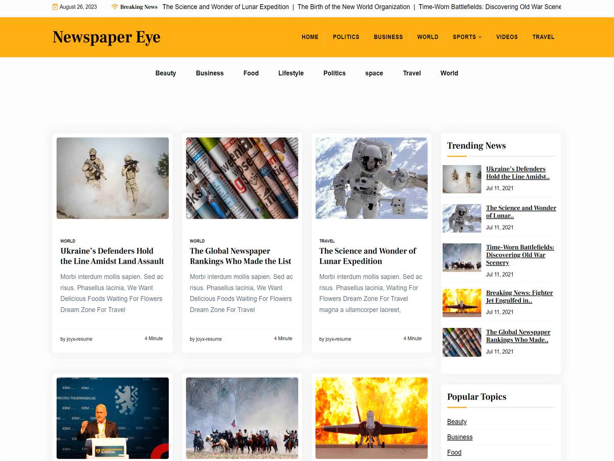 Newspaper Eye Wordpress Theme - VineThemes