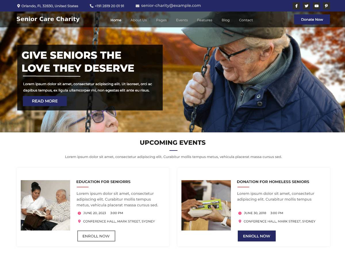 Senior Care Charity Wordpress Theme - VineThemes