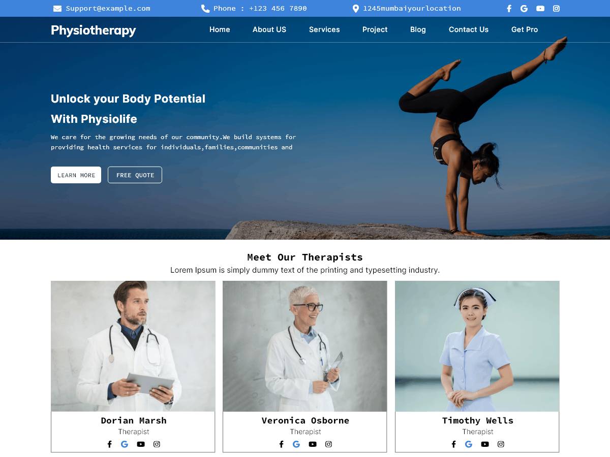 Physiotherapy Clinic Wordpress Theme - VineThemes