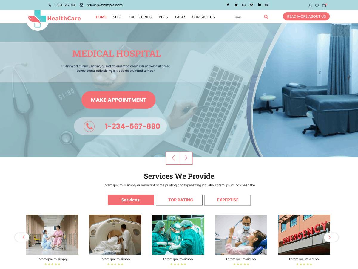 Expert Healthcare Wordpress Theme - VineThemes