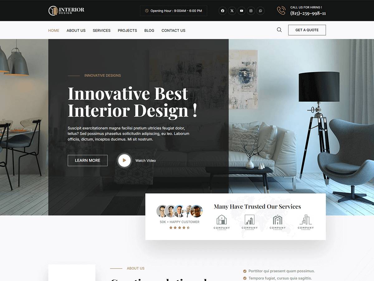 Free Bosa Interior Design Wordpress Theme - VineThemes