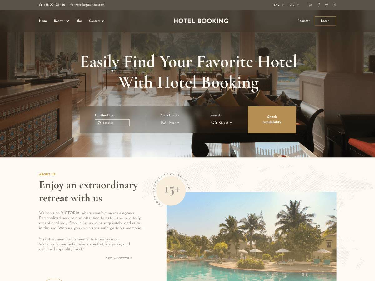 Free Ultimate Hotel Booking Wordpress Theme - VineThemes